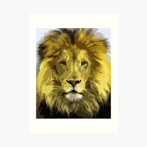 "Yellow Lion Drawing" Art Print by AsKartongs | Redbubble