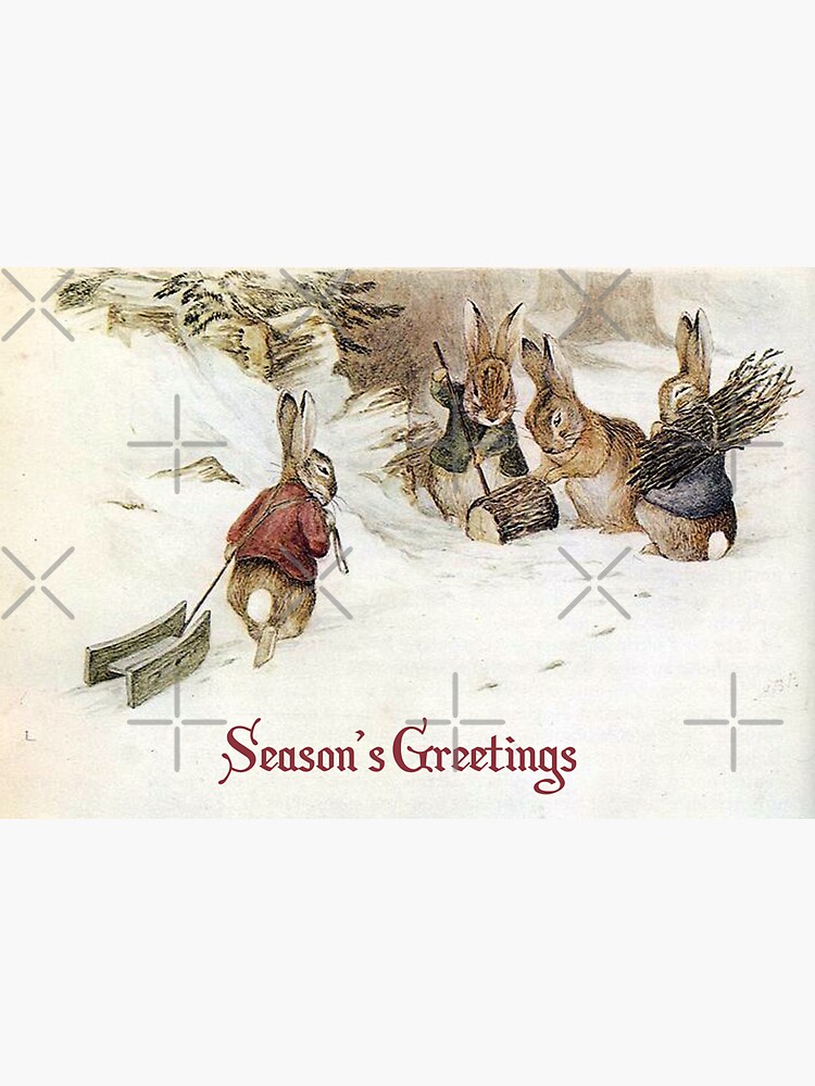 "Seasons Greetings Rabbits - Beatrix Potter" Sticker by forgottenbeauty ...