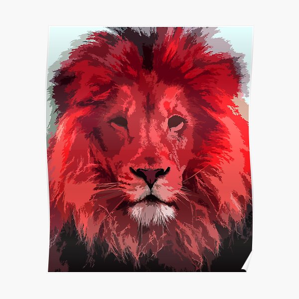 "Red lion drawing" Poster for Sale by AsKartongs | Redbubble