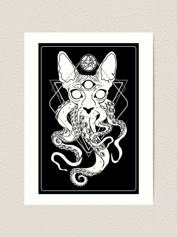"CATHULHU - the cosmic tentacle cat" Art Print for Sale by VonKowen ...