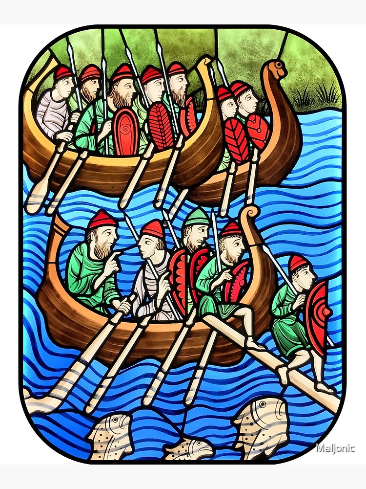 "Viking Ships Stained Glass Medieval Chruch Window" Poster by Maljonic ...