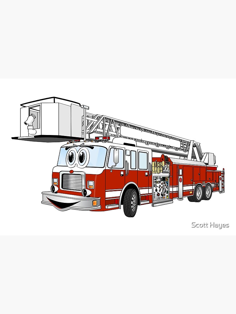 "Snorkel Hook and Ladder Cartoon Fire Truck" Poster for Sale by ...