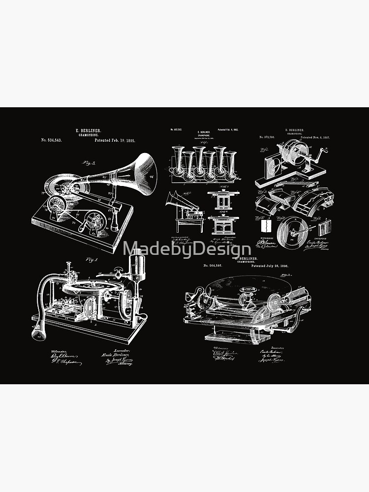 "Gramophones Invented 1887 to 1902 by Emile Berliner Patent Blueprints ...