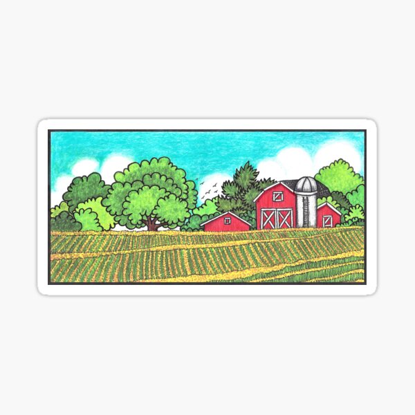 "RED BARN LANDSCAPE" Sticker by arthistorymajor | Redbubble