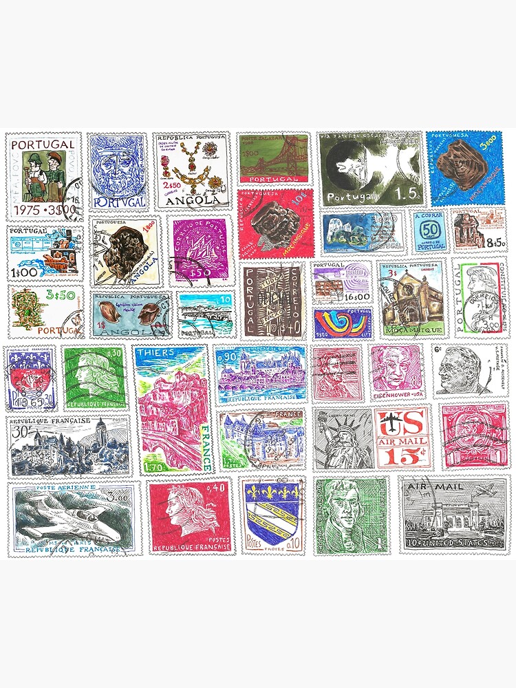 "Stamp Collection - pen and watercolour drawing / painting - travelling ...