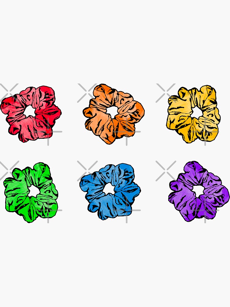 "Hair Scrunchie Rainbow 6 Pack" Sticker for Sale by mynameisliana ...