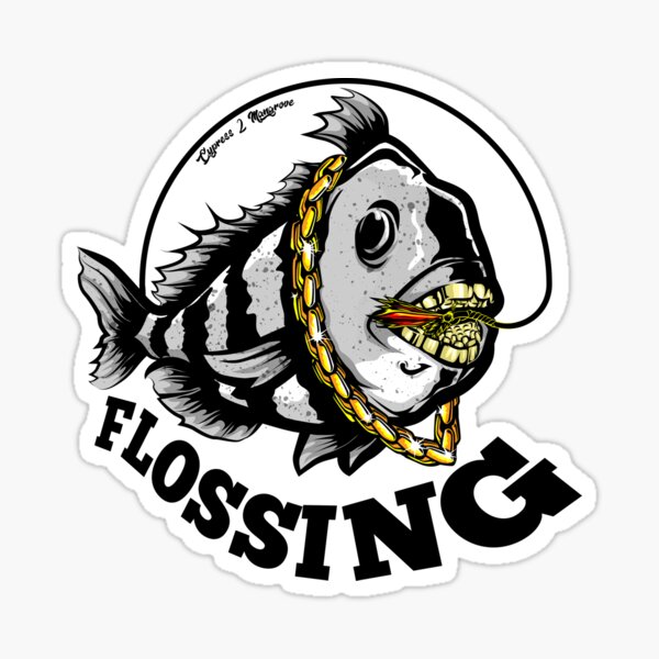 "Flossing Sheepshead - Fish Art" Sticker for Sale by CypressMangrove ...
