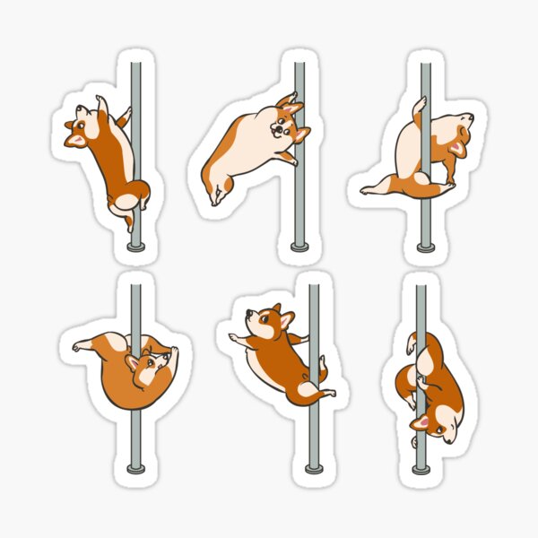 "Corgi Pole Dancing Club" Sticker for Sale by Huebucket | Redbubble