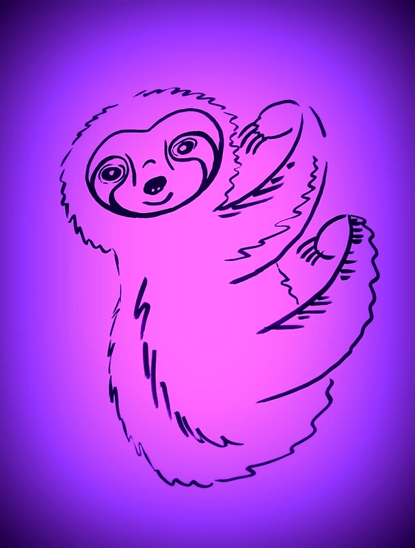 "Pink and purple sloth" by cathyartist | Redbubble