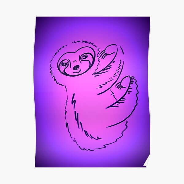 "Pink and purple sloth" Poster by cathyartist | Redbubble