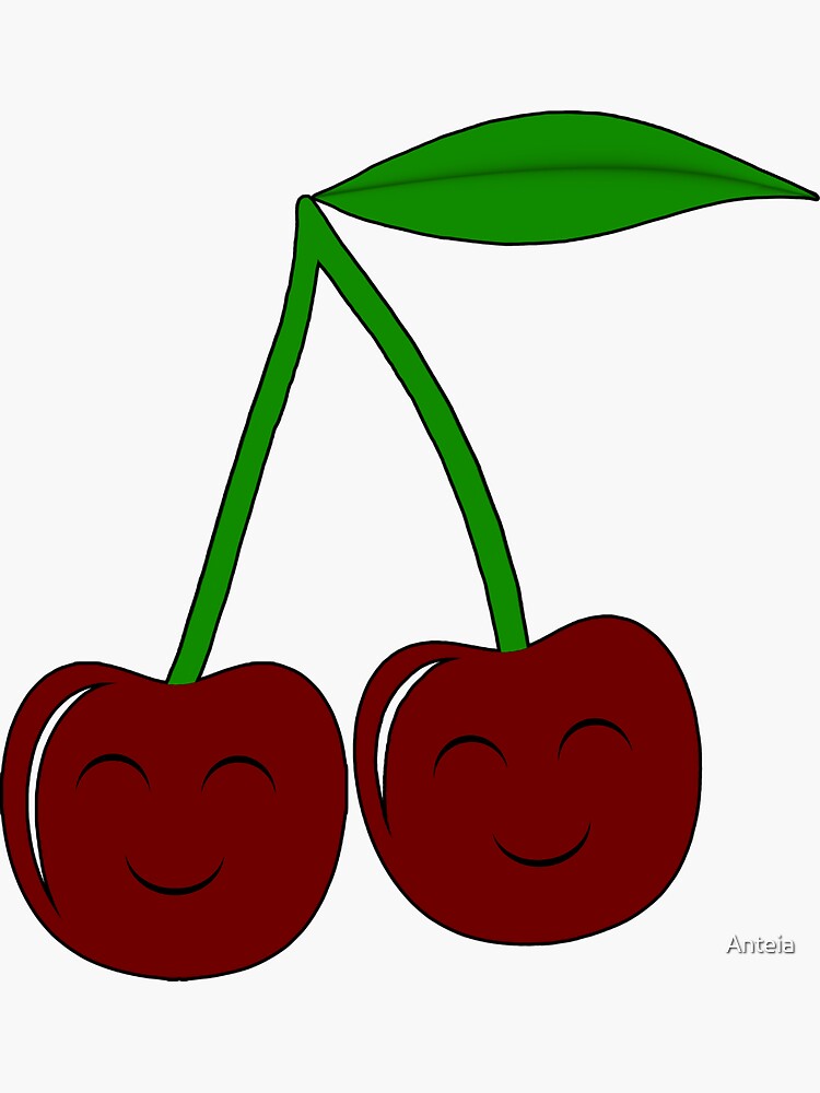 Pegatina «Cerezas lindas y felices» de Anteia | Redbubble