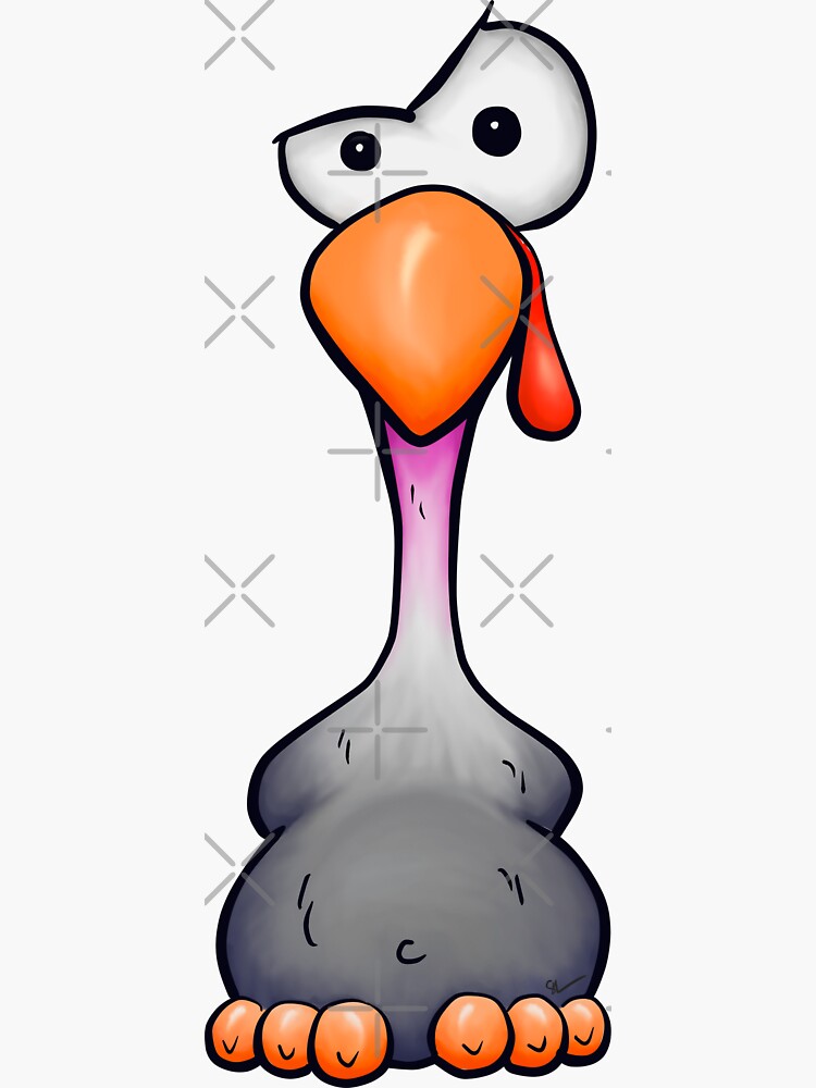 "Funny Grumpy Cartoon Turkey Thanksgiving Dress Gift" Sticker by ...