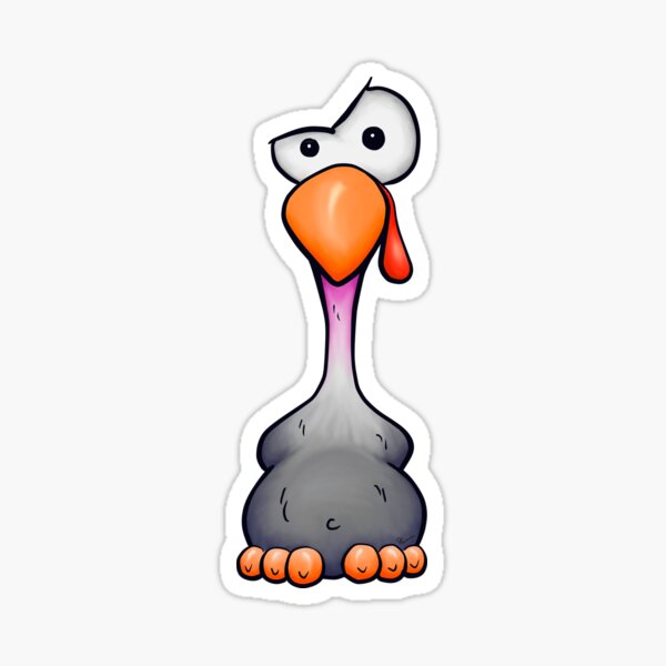 "Funny Grumpy Cartoon Turkey Thanksgiving Dress Gift" Sticker for Sale ...