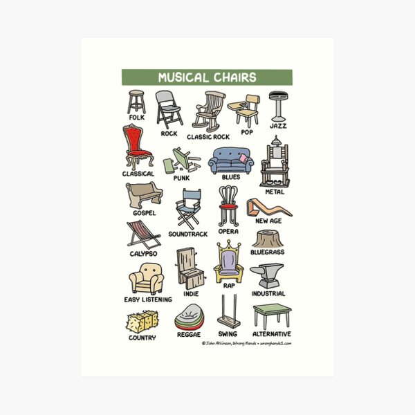 "musical chairs" Art Print for Sale by WrongHands | Redbubble