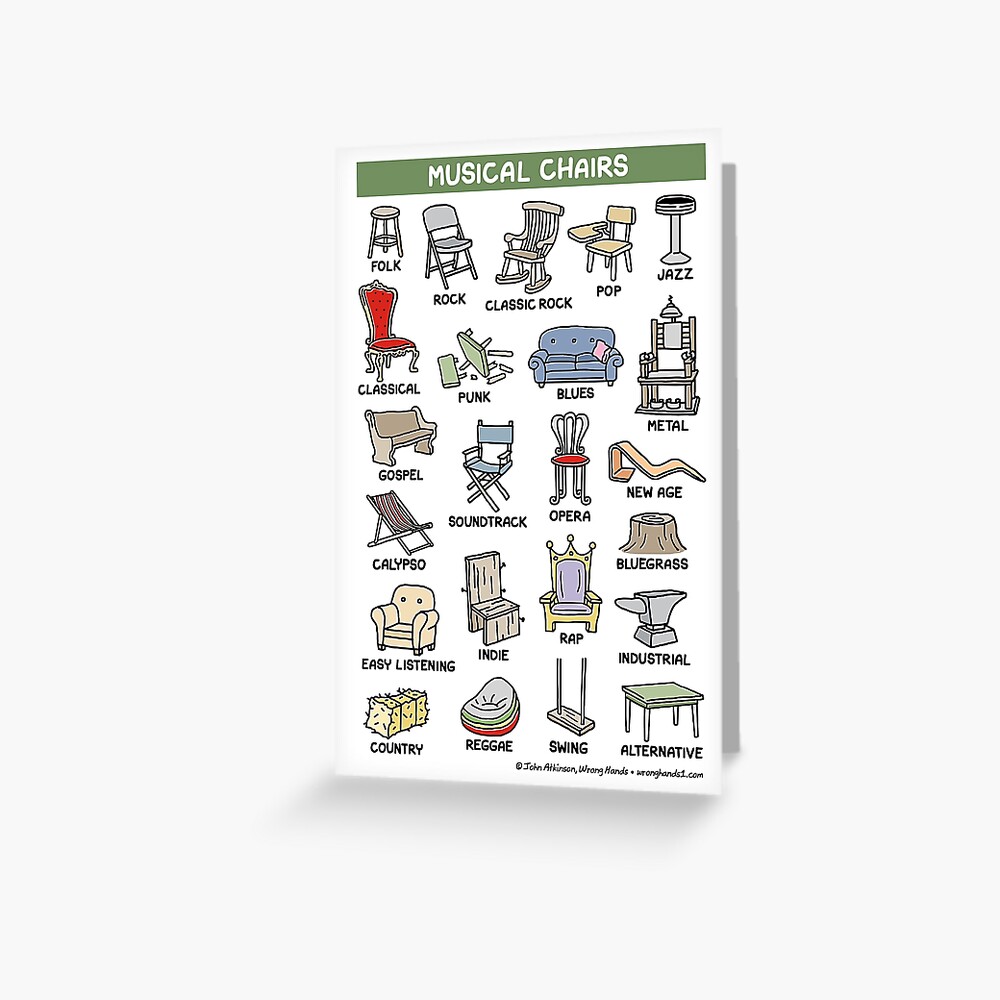 "musical chairs" Greeting Card for Sale by WrongHands | Redbubble