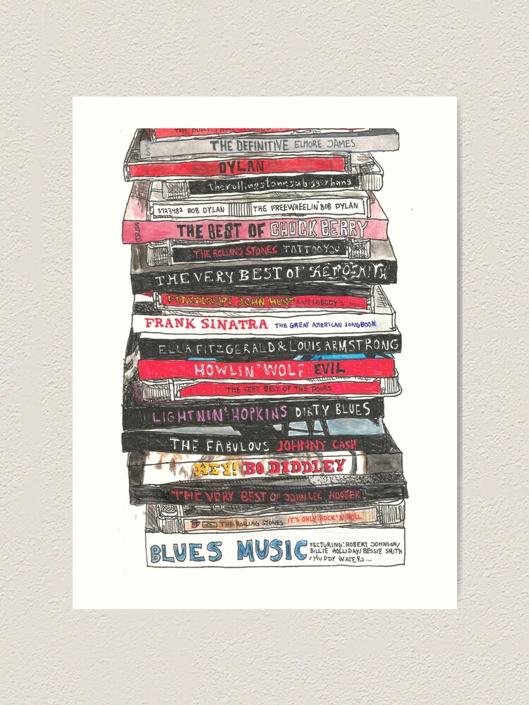 "Stack of CD's - pen and watercolor drawing / painting - music ...