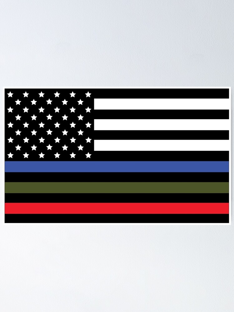 "Police, Military and Fire Flag" Poster for Sale by CM-PD | Redbubble