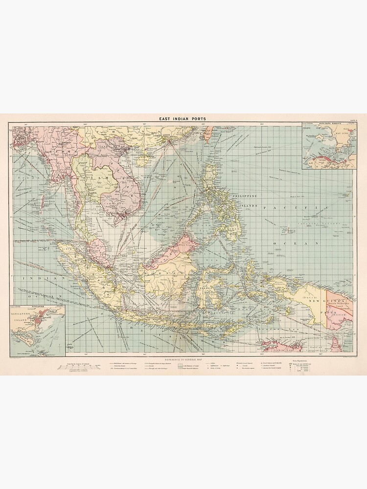 Vintage Map Of Indonesia And The Philippine Ports (1905) Premium Matte ...