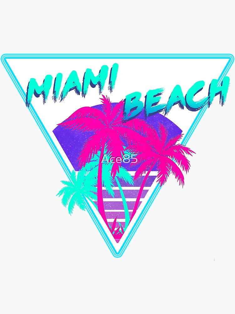 "Synth Logo - Miami Beach" Sticker by Ace85 | Redbubble