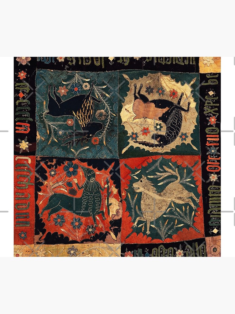 MEDIEVAL BESTIARY, DEER, UNICORN,CENTAUR AND LION Red Blue Antique ...