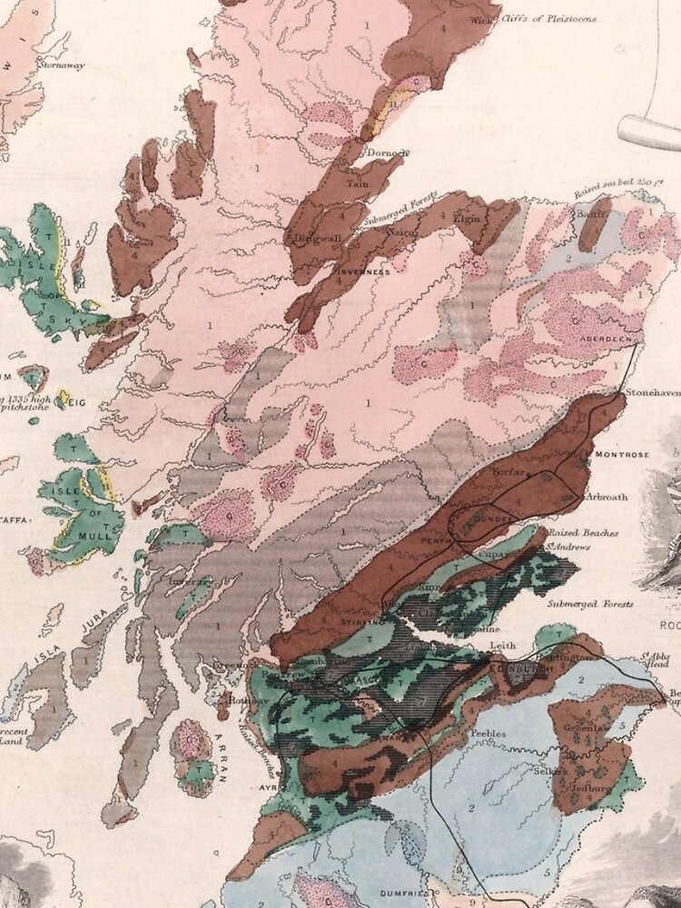 "Vintage Geological Map of Scotland (1850)" iPhone Case for Sale by ...