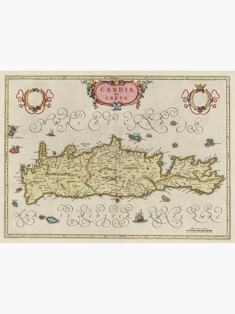 "Vintage Map of Crete Greece (1665)" Art Print by BravuraMedia | Redbubble