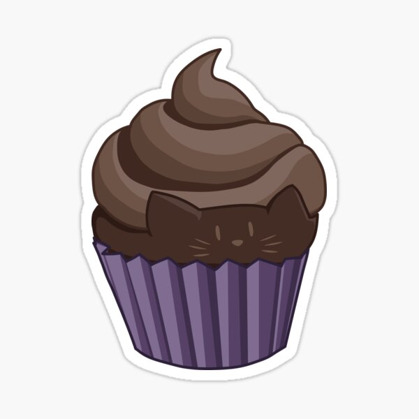 "Double Chocolate Cupcake Cat" Sticker for Sale by PricklyPearShop ...