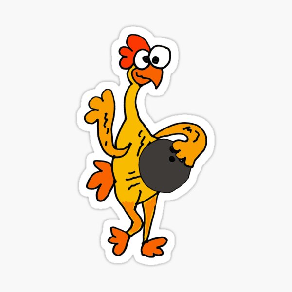 "Funny Rubber Chicken Bowling Cartoon" Sticker for Sale by naturesfancy ...