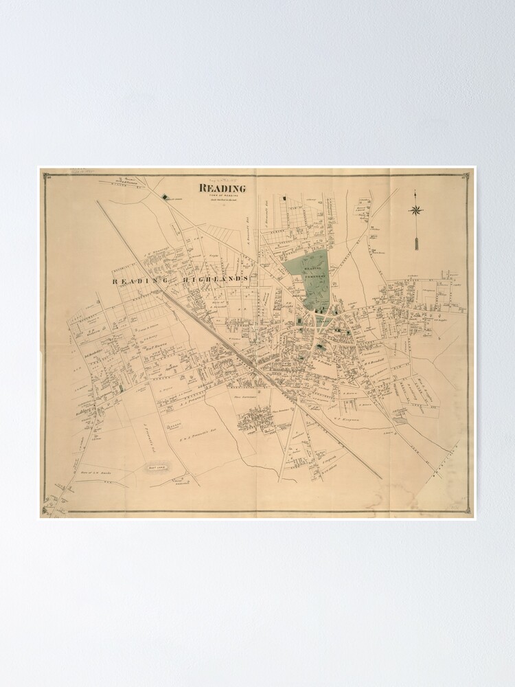 "Vintage Map of Reading MA (1875)" Poster for Sale by BravuraMedia ...