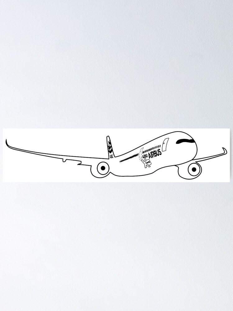 "Airbus A350 (Black Vs)" Poster by mecanolego | Redbubble