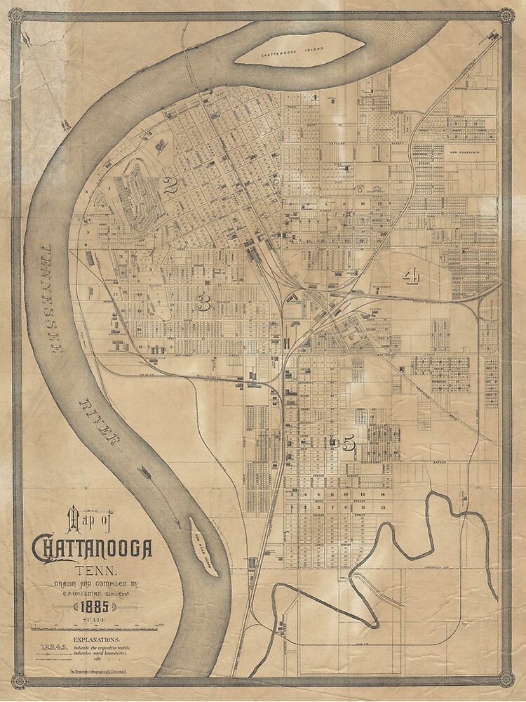 "Vintage Map of Chattanooga TN (1885)" Poster for Sale by BravuraMedia ...
