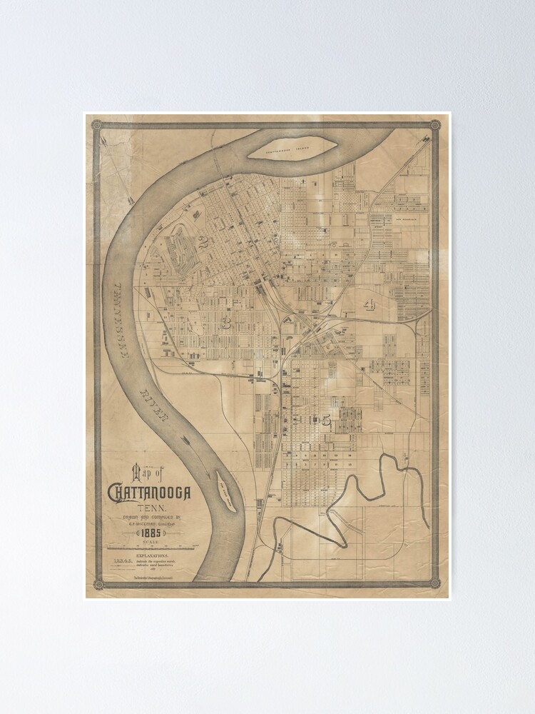 "Vintage Map of Chattanooga TN (1885)" Poster for Sale by BravuraMedia ...
