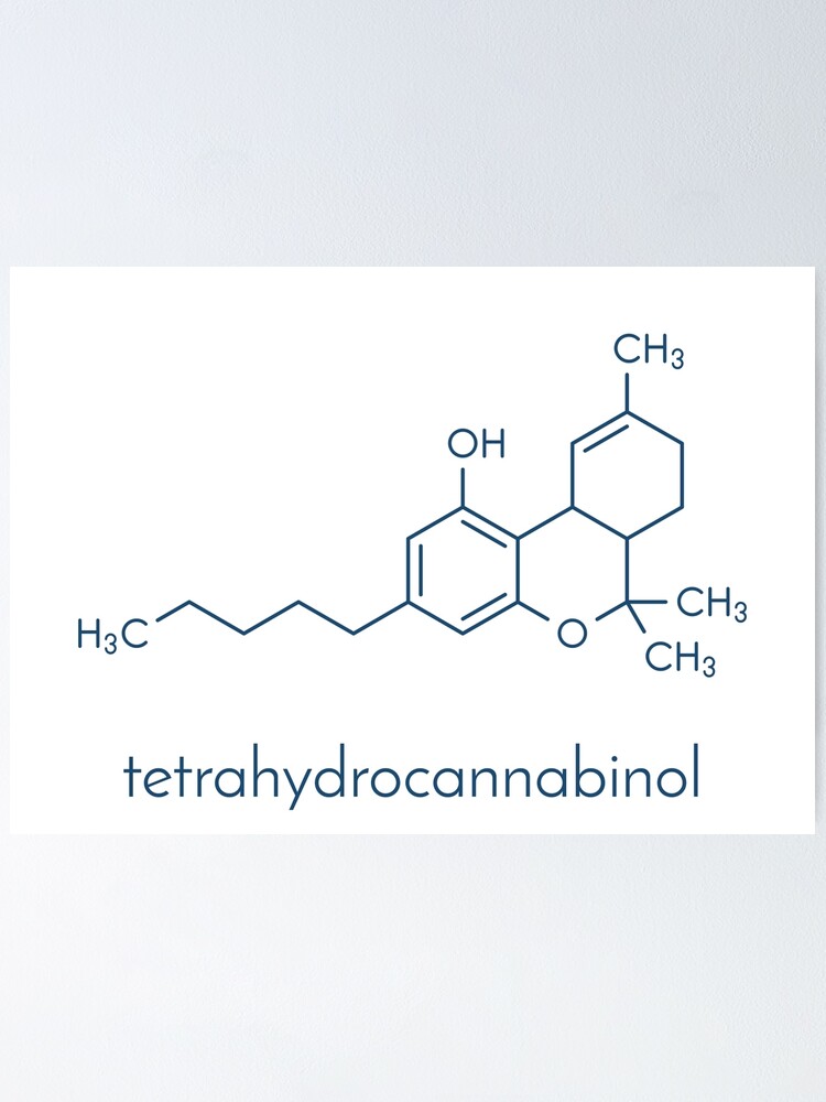 "THC (delta-9-tetrahydrocannabinol, dronabinol) cannabis drug molecule ...