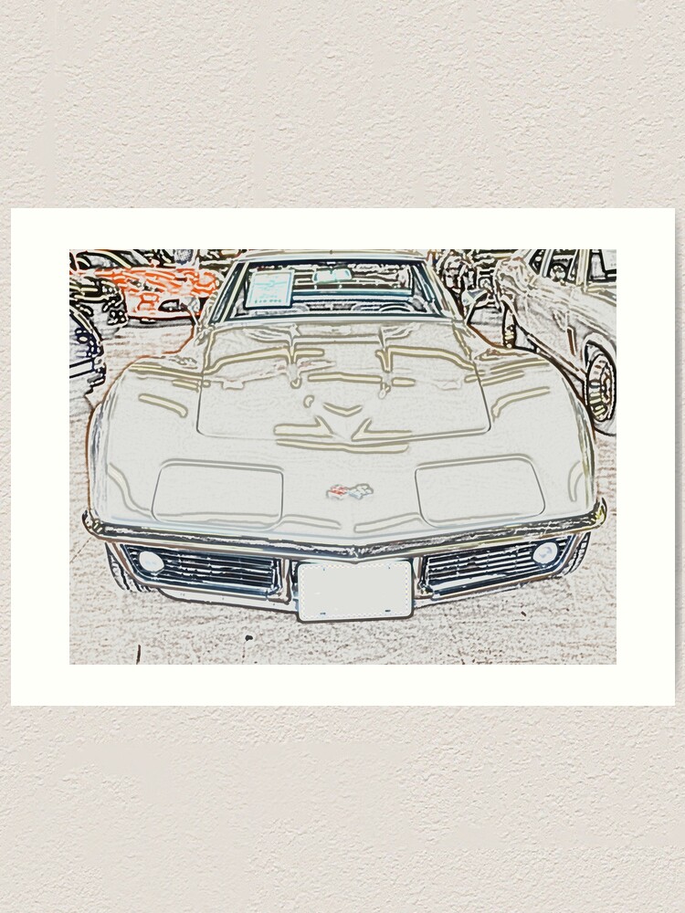 "C3 Corvette -- Digital illustration line drawing" Art Print for Sale ...