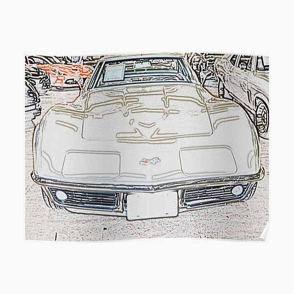 "C3 Corvette -- Digital illustration line drawing" Poster for Sale by ...