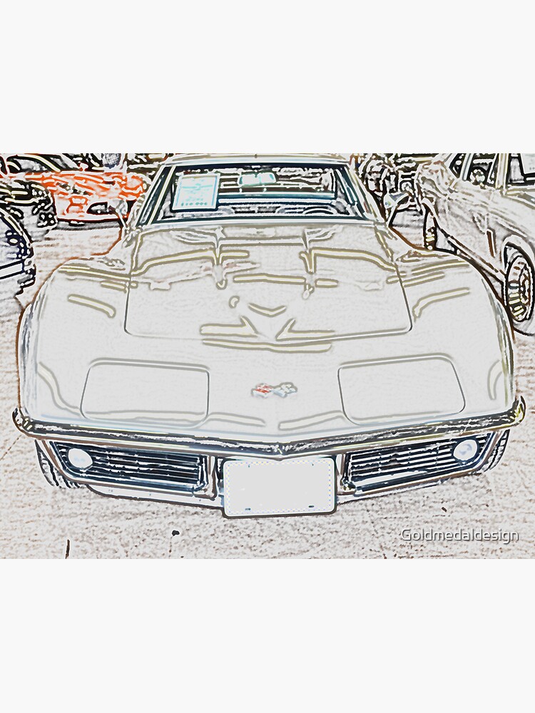 "C3 Corvette -- Digital illustration line drawing" Sticker by ...