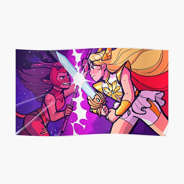 "Catra and Adora fight" Poster for Sale by lavenderarts | Redbubble