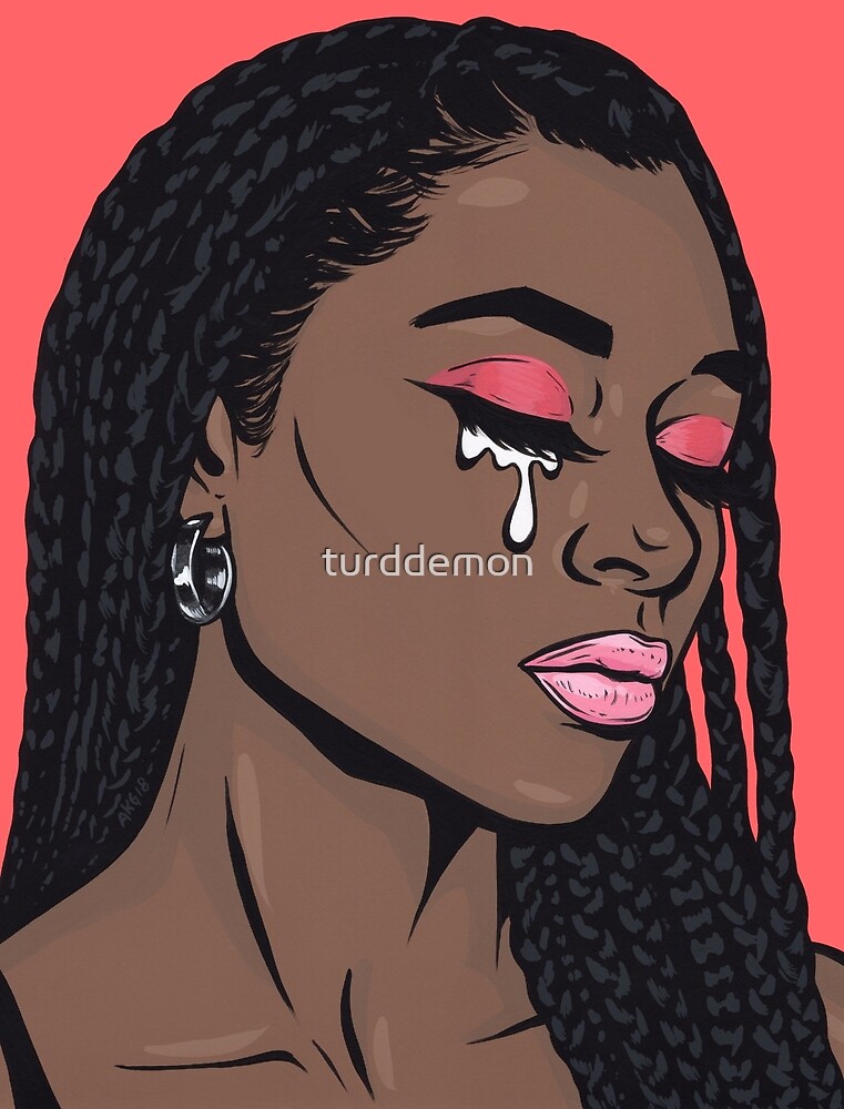 Coral Pink Crying Comic Girl By Turddemon Redbubble