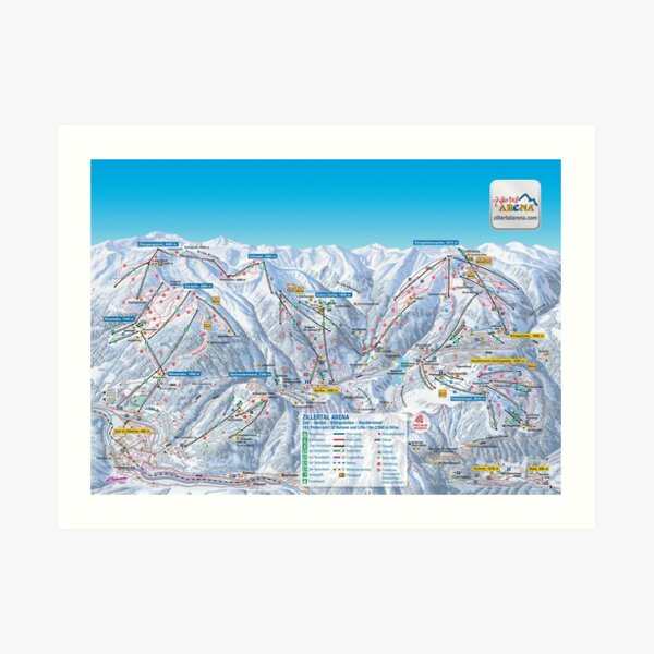 "Zillertal Arena Ski Map" Art Print by fungus50 | Redbubble
