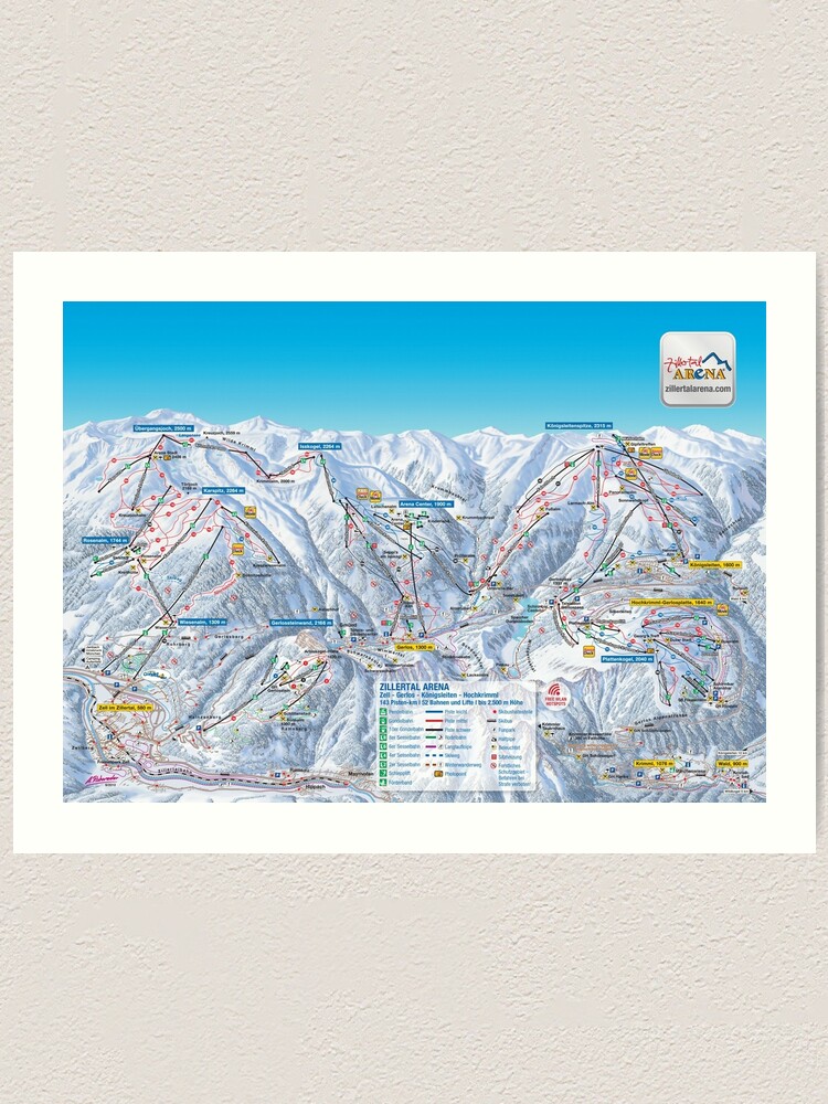 "Zillertal Arena Ski Map" Art Print by fungus50 | Redbubble