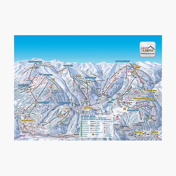 "Zillertal Arena Ski Map" Photographic Print for Sale by fungus50 ...
