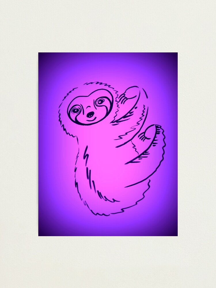 "Cute Sloth with PInk and Purple, a drawing by Cathy Jacobs ...