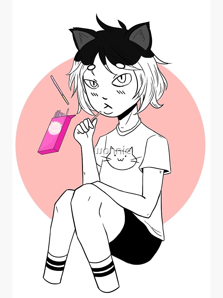 Haikyuu Pocky Kenma Black And White Circle Art Print By Wonnie Redbubble