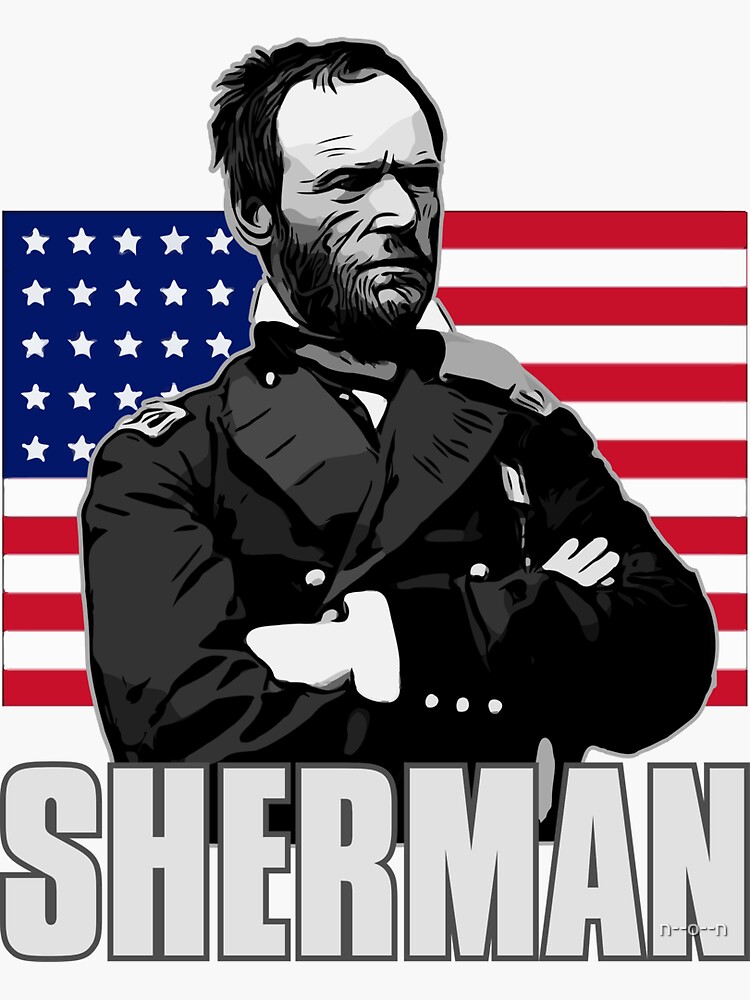 "William Tecumseh Sherman Shirt Union US Flag Graphic" Sticker by n--o ...