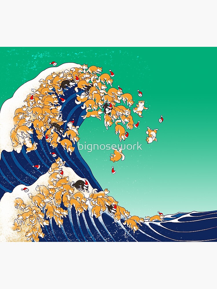 Christmas Shiba Inu in Great Wave Premium Matte Vertical Poster sold by ...