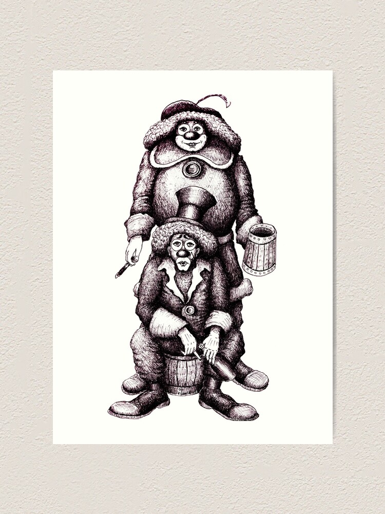 "Clowns black and white pen ink drawing" Art Print for Sale by vitaliy ...
