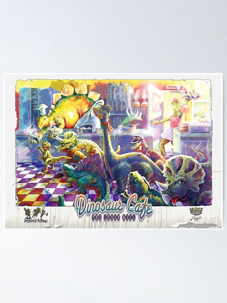 "Stegosaurus Triceratops T Rex Dinosaur Cafe" Poster for Sale by ...