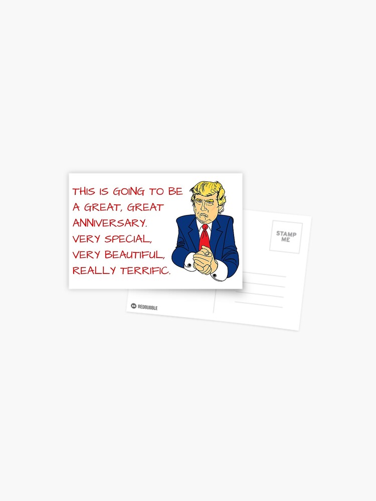 "Trump Anniversary card/sticker, meme greeting cards" Postcard for Sale ...