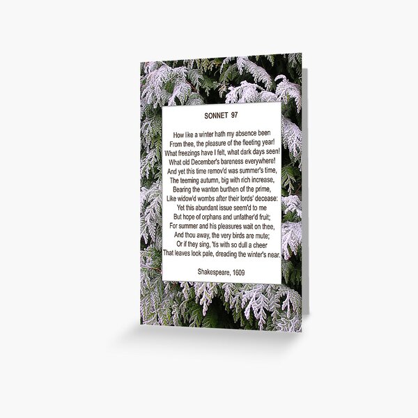 "Shakespeare's Sonnet 97, especially good as a card." Greeting Card for ...