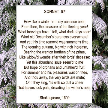 "Shakespeare's Sonnet 97, especially good as a card." Greeting Card for ...